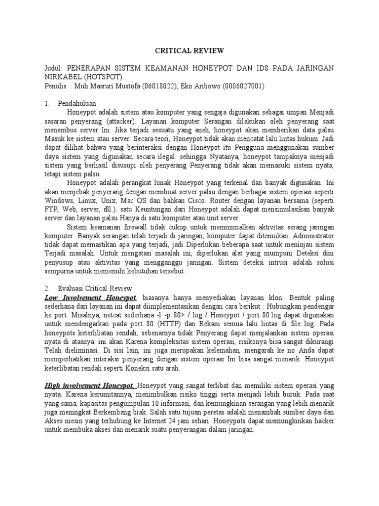 Contoh Critical Review Jurnal | PDF