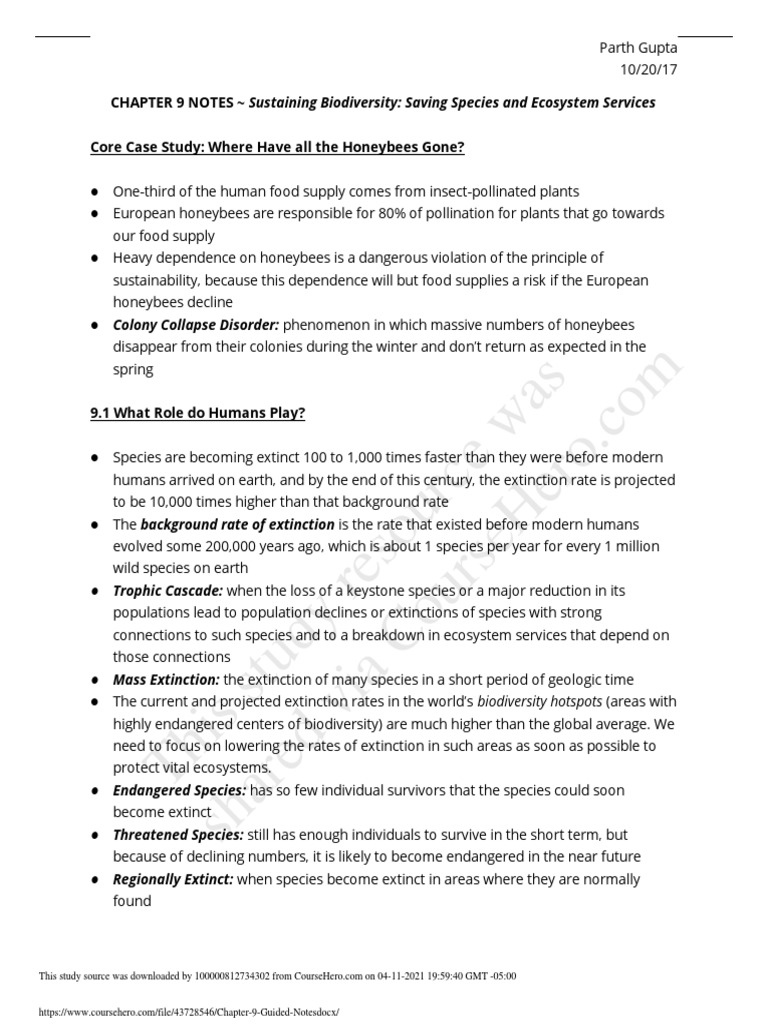 Chapter 9 Guided Notes | PDF | Endangered Species | Extinction
