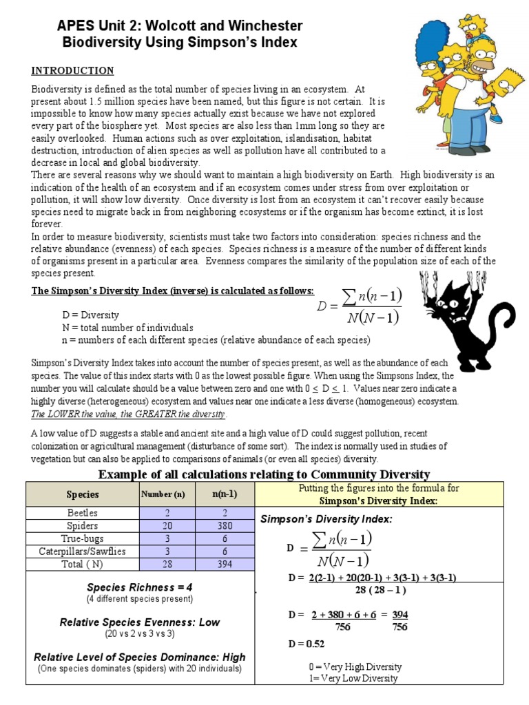 Simpson Diversity Index Lab | PDF | Biodiversity | Environmental ...