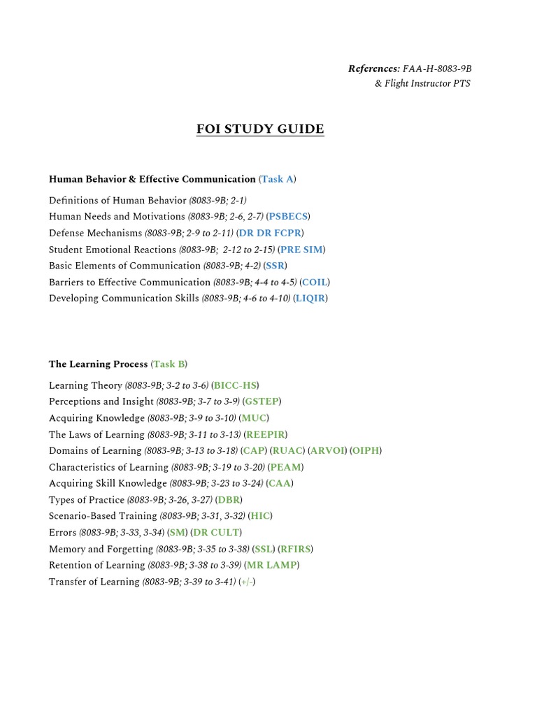 Foi Study Guide: Human Behavior & Effective Communication ...