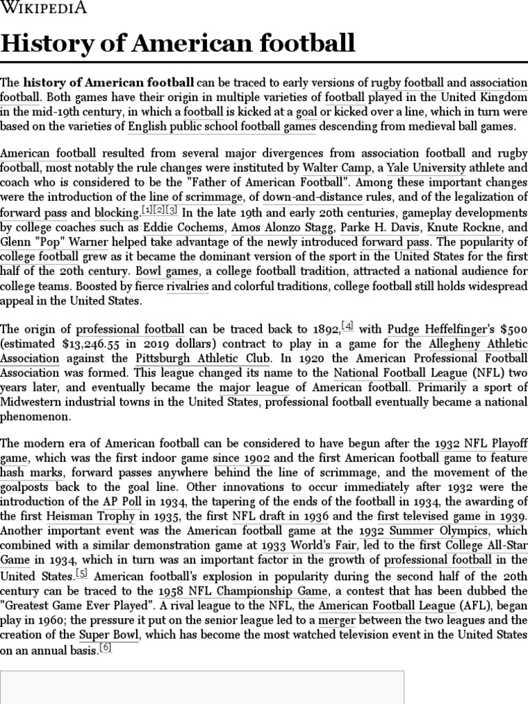 History of American Football - Wikipedia | PDF | College Football ...