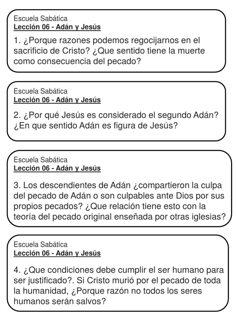 Preguntas Escuela Sabatica | PDF