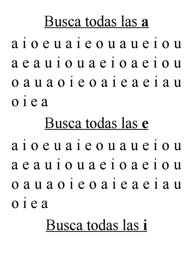 Pareo Visual Vocales | PDF | Artes del Lenguaje y Comunicación