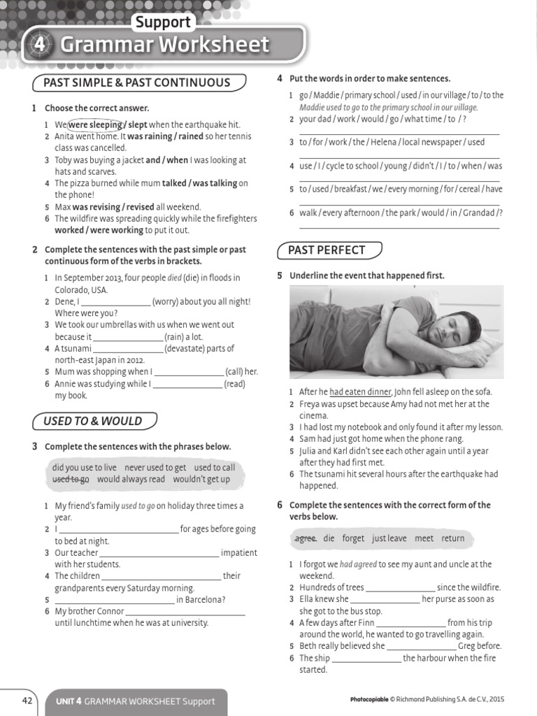Achievers B1 Grammar Worksheet Support Unit 4 | PDF | Grammar ...