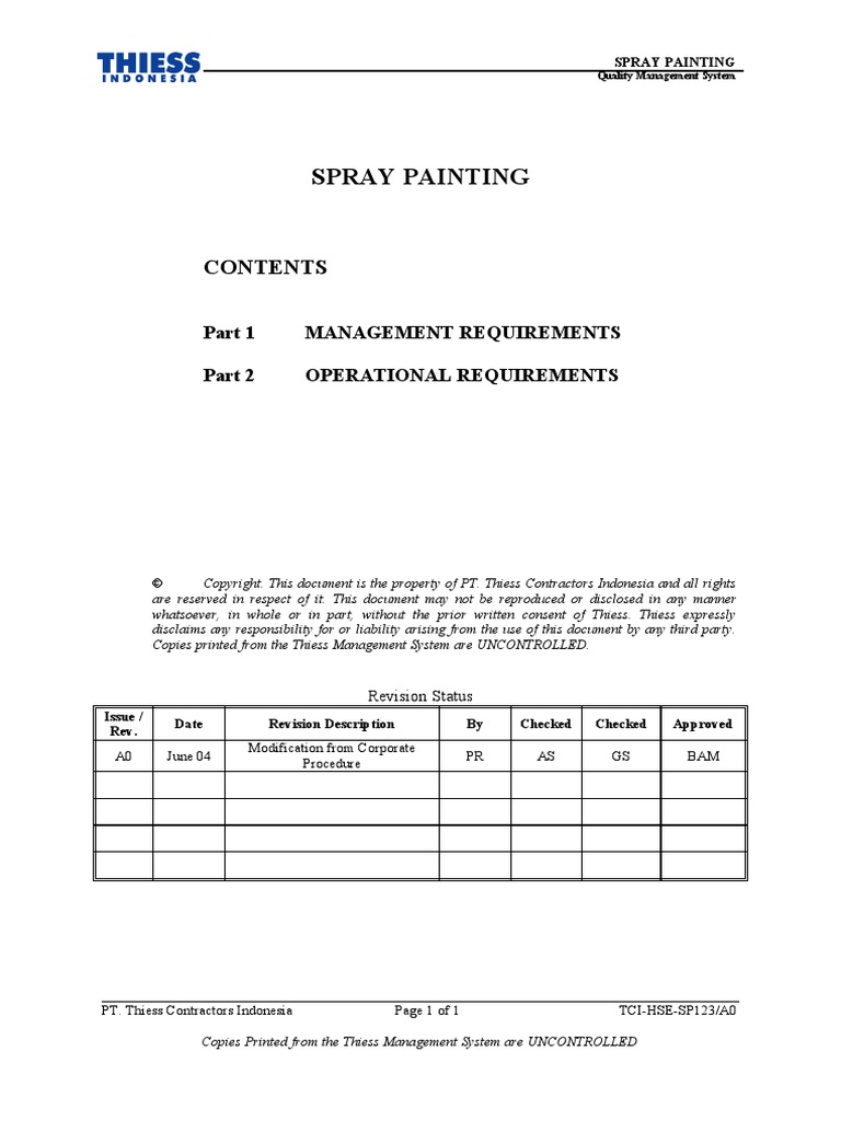 HSE-SP123-Spray Painting | PDF | Dangerous Goods | Safety
