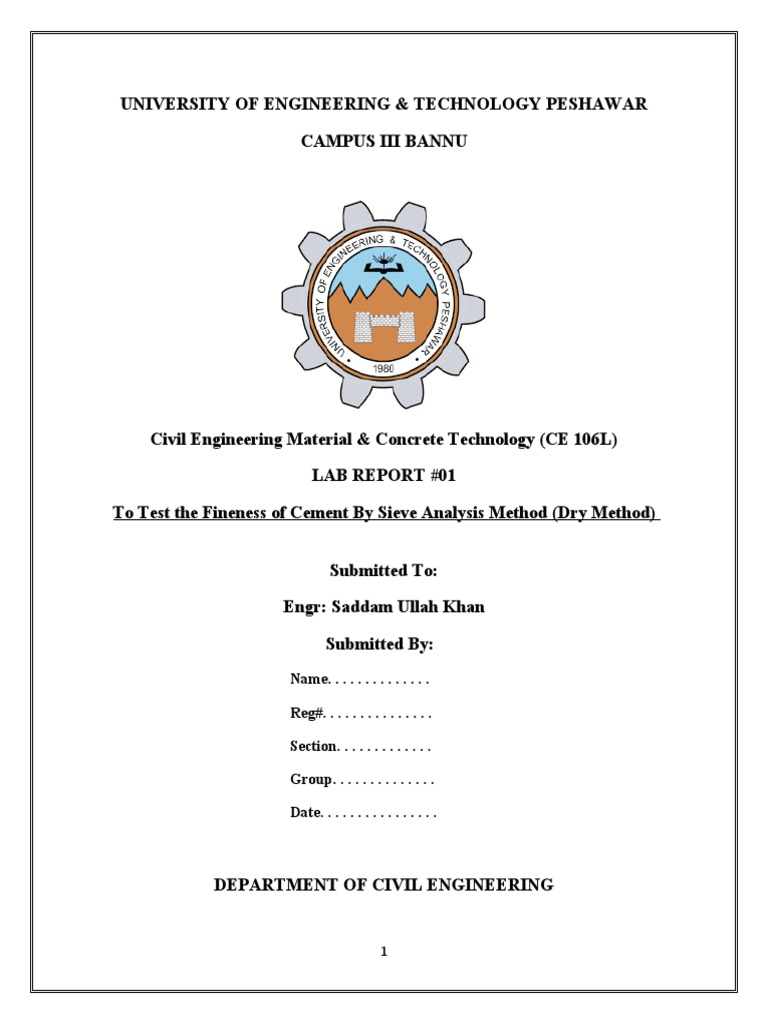 Fineness of Cement by Sieve Analysis | PDF | Weight | Concrete