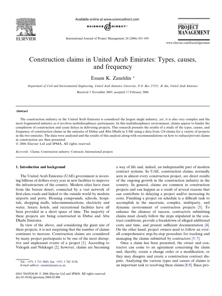 UAE Construction Claims Analysis | PDF | United Arab Emirates | Dubai