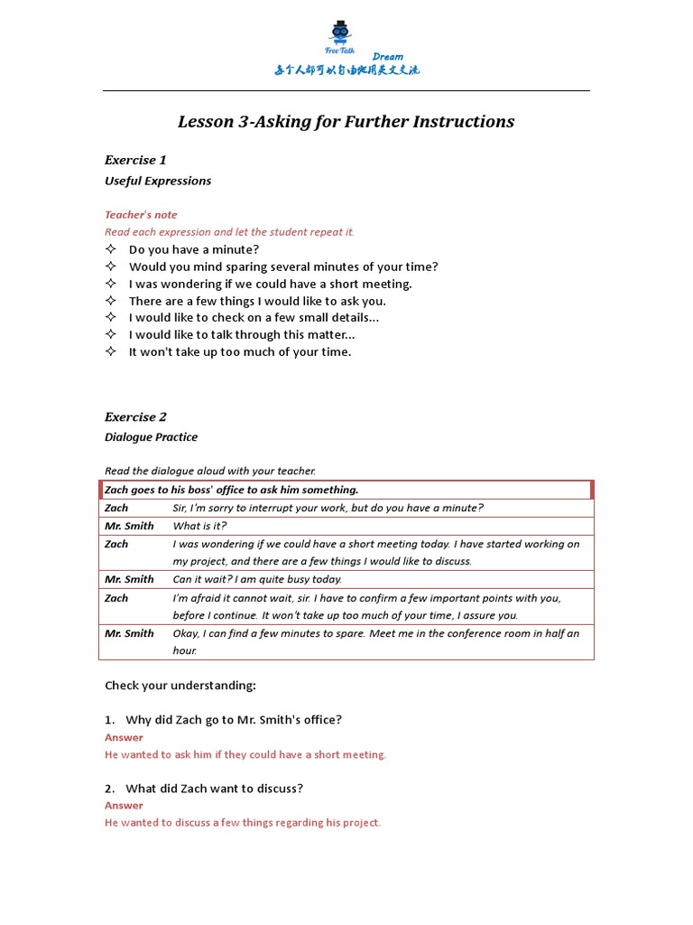 Effective Ways to Ask for Instructions | PDF