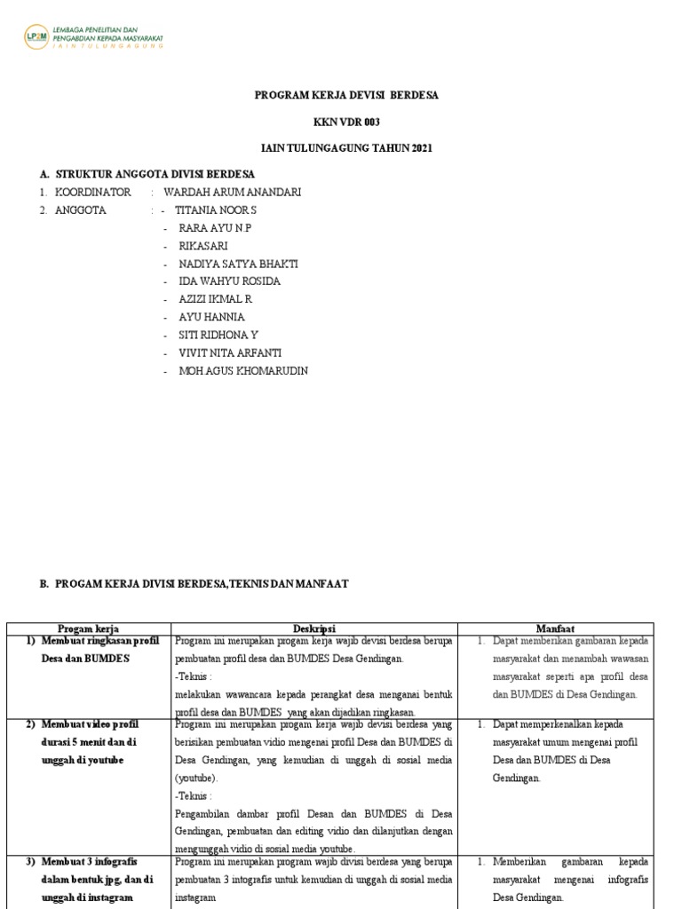 Proker, Timeline, Rab Devisi Berdesa Utama-1 | PDF