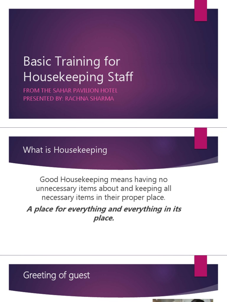 Basic Training For Housekeeping Staff: From The Sahar Pavilion Hotel ...
