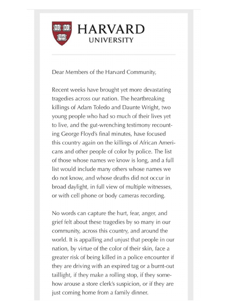 Email From Harvard University | PDF