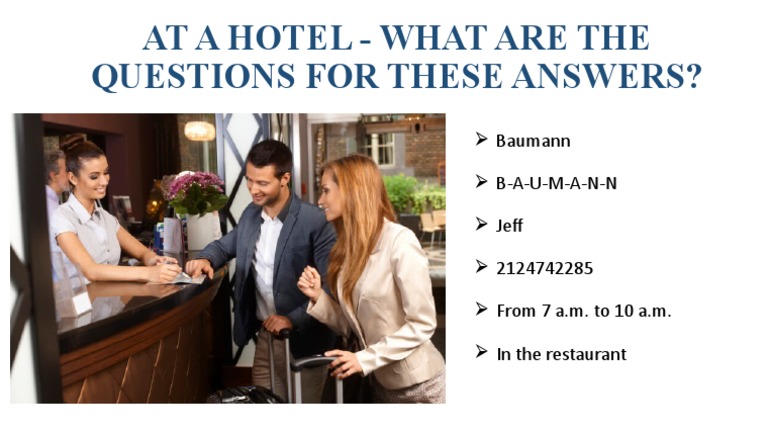 At A Hotel - What Are The Questions For These Answers? | PDF