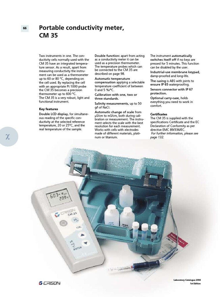 Conductivity Portable Crison CM35 | PDF | Thermometer | Salinity