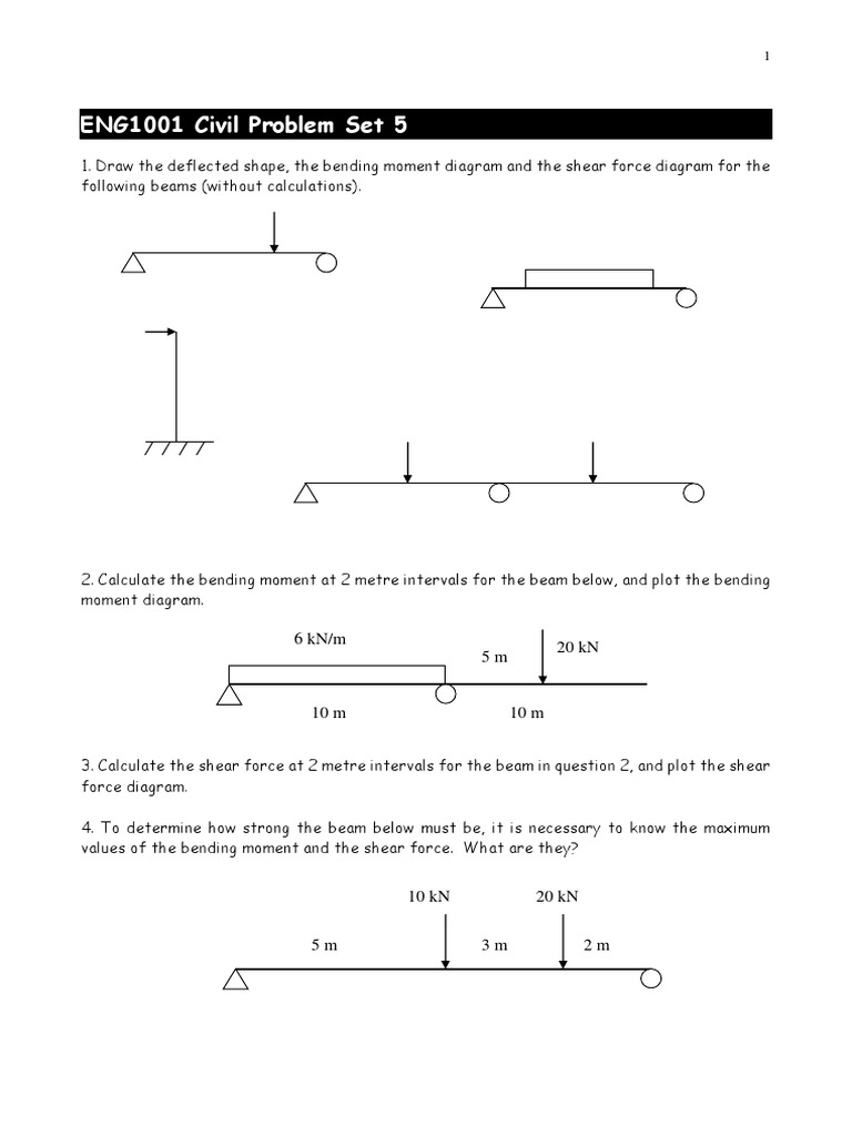 Civil Problem Set 5 | PDF | Bending | Beam (Structure)