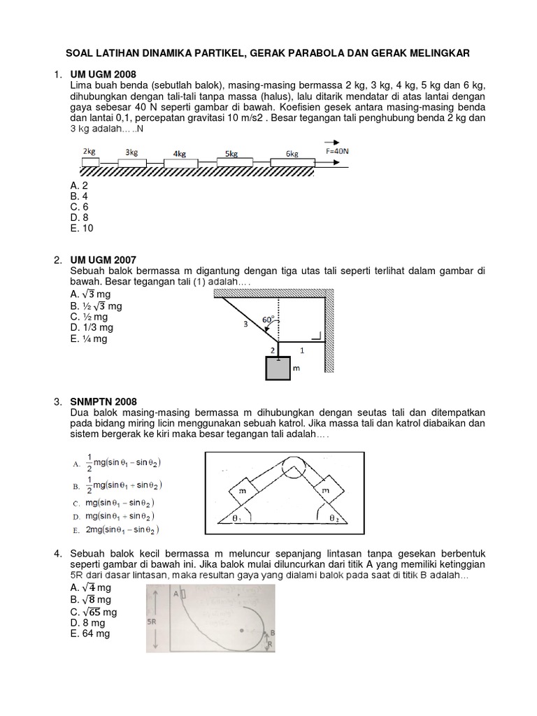 SOAL Dinamika Partikel, Gerak Parabola Dan Gerak Melingkar | PDF