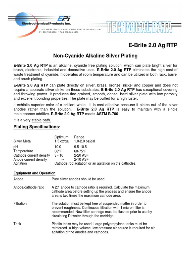 A Guide to E-Brite 2.0 Ag RTP: An Alkaline, Cyanide-Free Silver Plating ...