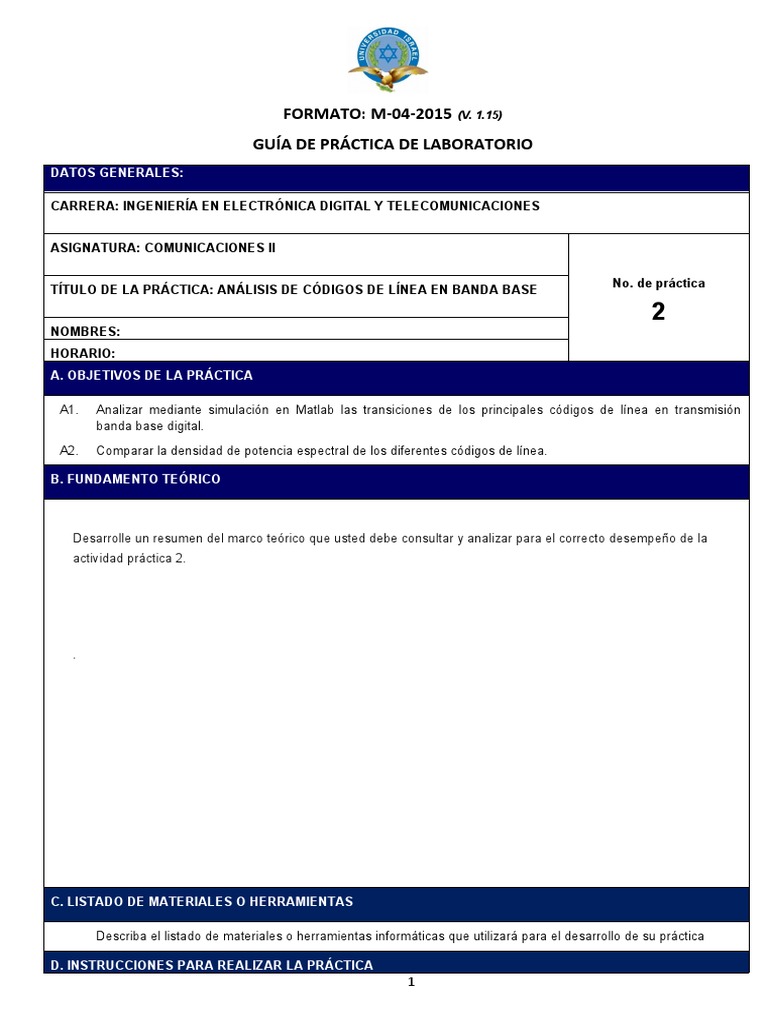 Guía de La Práctica 2. Códigos de Línea. | PDF | Matlab | Archivo de computadora