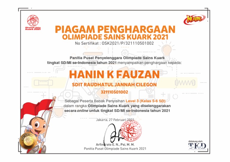 Olimpiade Sains Kuark 2021 | PDF