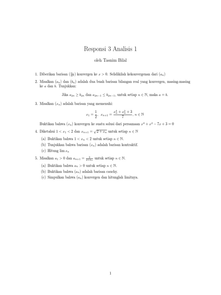 Soal Responsi 3 Analisis 1 | PDF