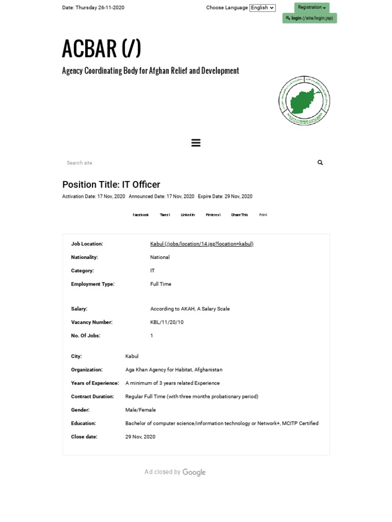 ACBAR - IT Officer | Download Free PDF | Operating System | Computer ...