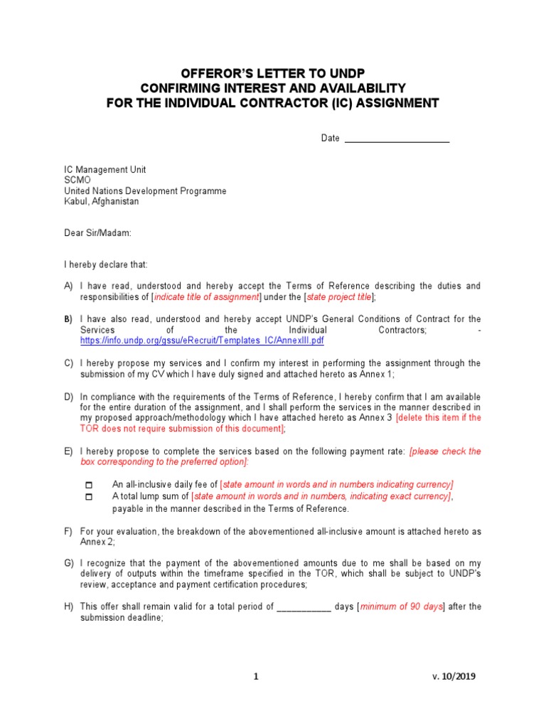 PDD Confirmation Letter for UNDP IC Role | PDF | Employment | Common Law