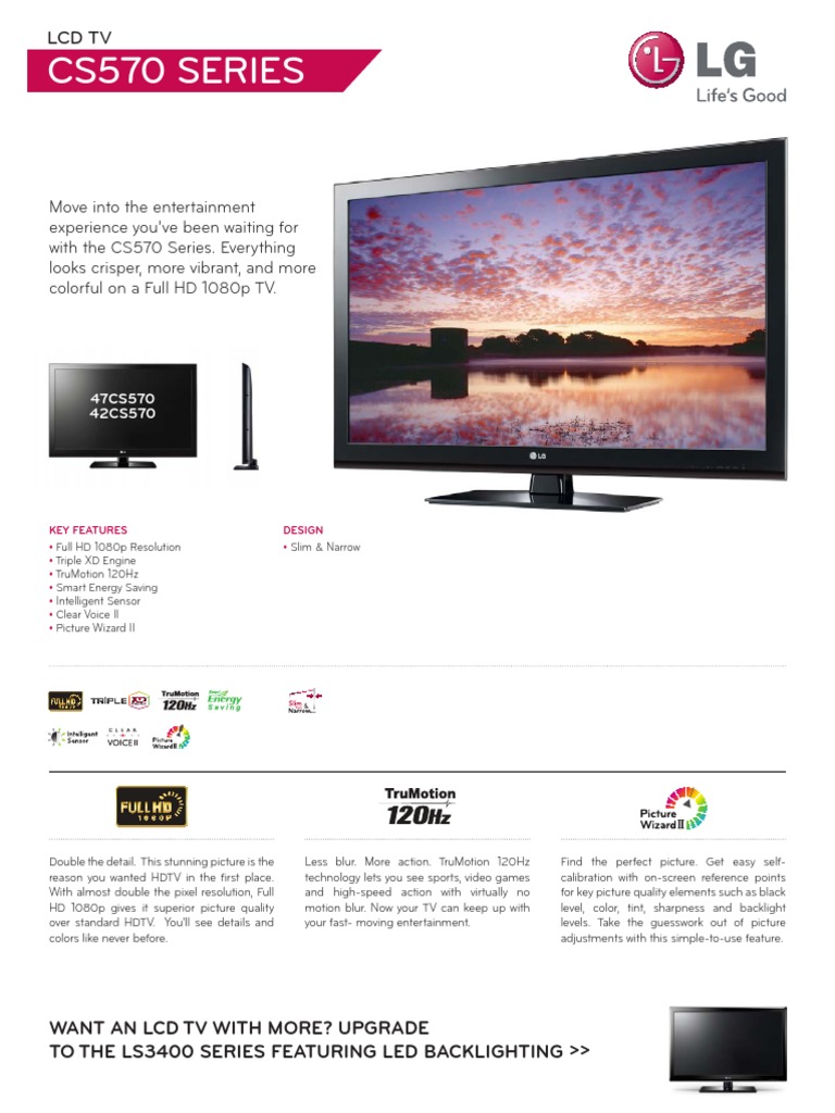 LG TV LCD Cs570 Spec | PDF | Display Resolution | High Definition ...