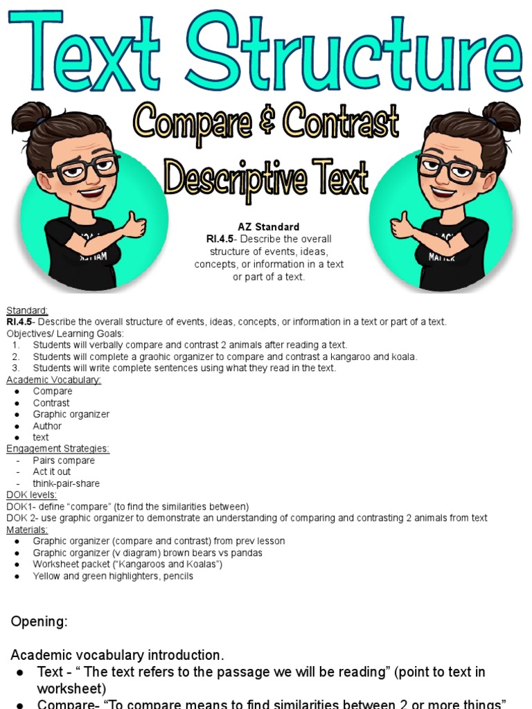3rd Grade Compare and Contrast Lesson | PDF | Learning | Cognitive Science