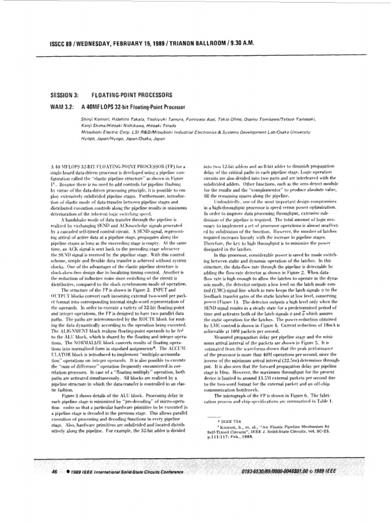 A 40 Mflops 32bit Floatingpoint Processor | PDF | Central Processing ...