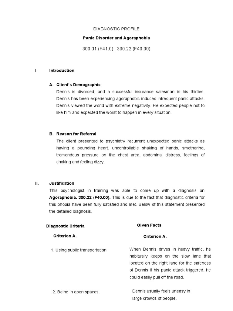 Case of Dennis by Joseph Baring III | PDF | Agoraphobia | Panic Attack