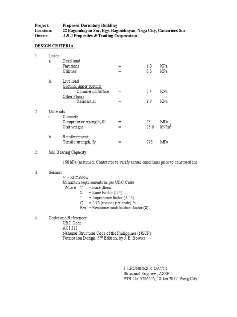 Structural Calculations | PDF | Building Technology | Materials