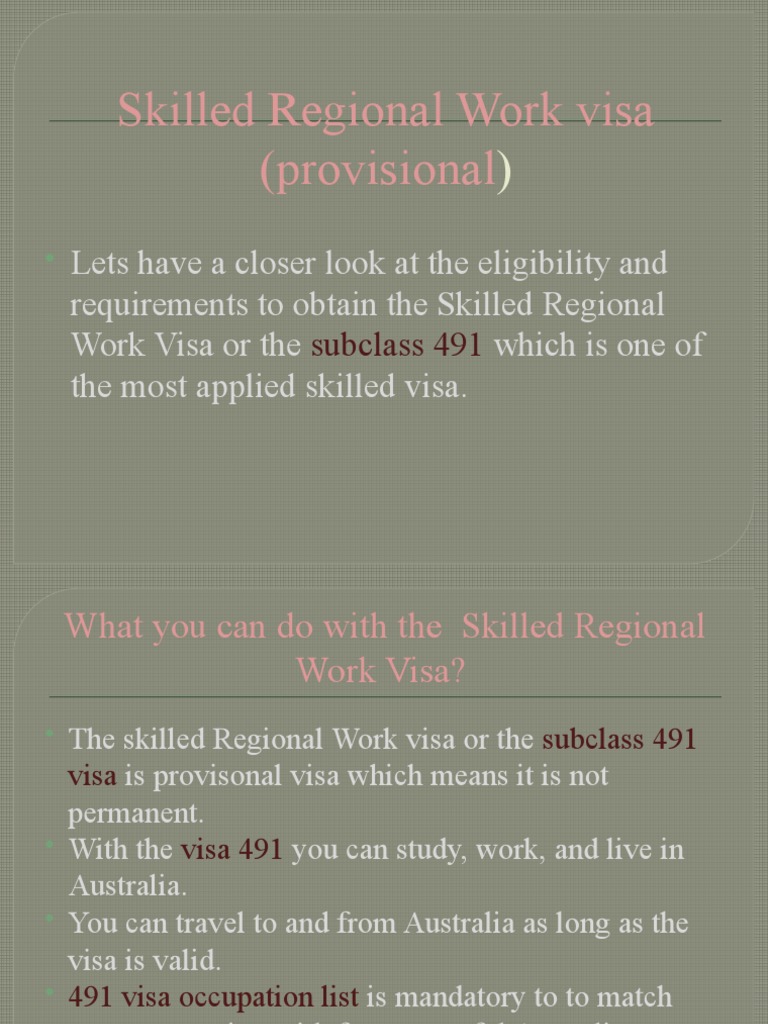 Skilled Regional Work Visa (Provisional) | PDF