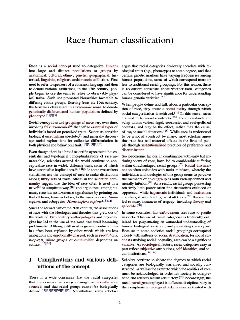 Race: Social Construct & Classification | PDF | Race (Human ...