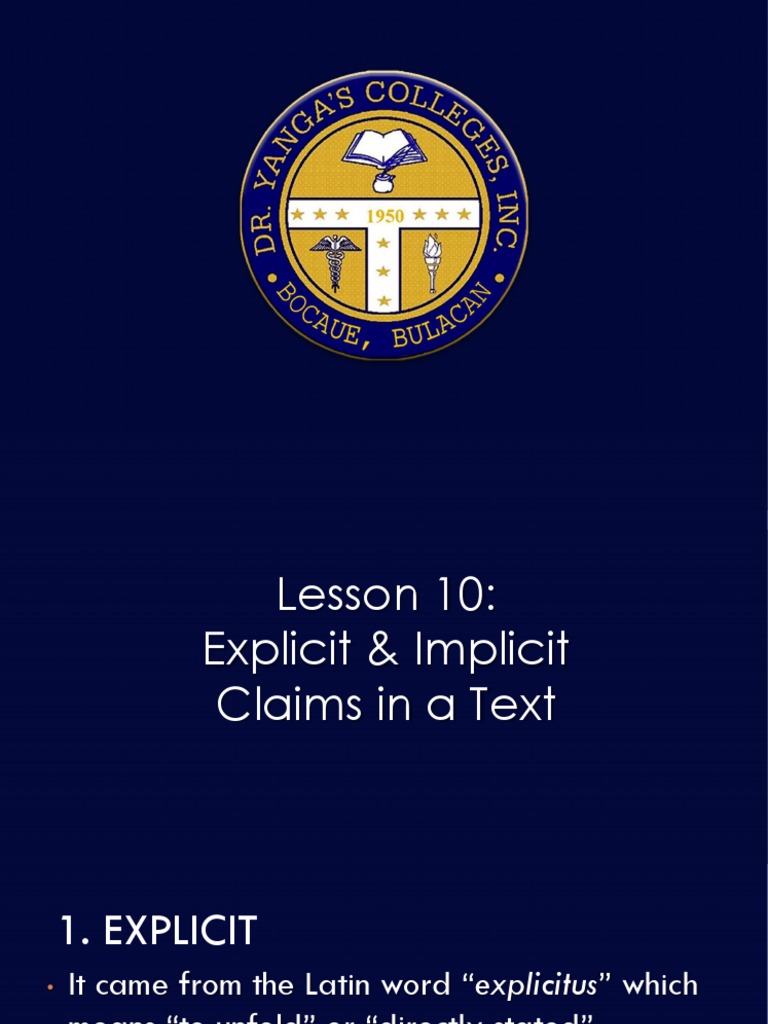 10 Explicit Implicit Claims in A Text | PDF | Evidence | Metaphysics