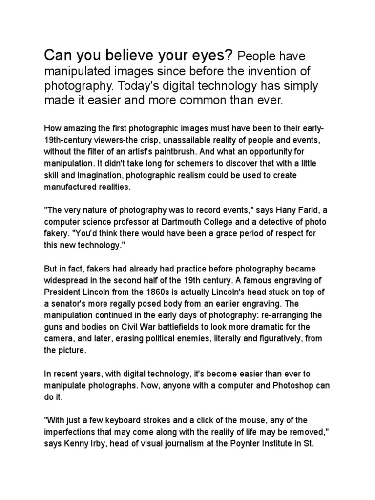 Can You Believe Your Eyes | PDF | Imaging