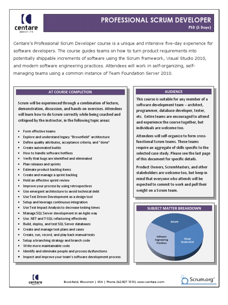 Professional Scrum Developer Course Syllabus (Centare) | PDF | Scrum ...