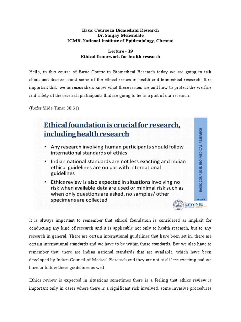 Lec-19 Ethical Framework For Helath Research | PDF | Informed Consent ...