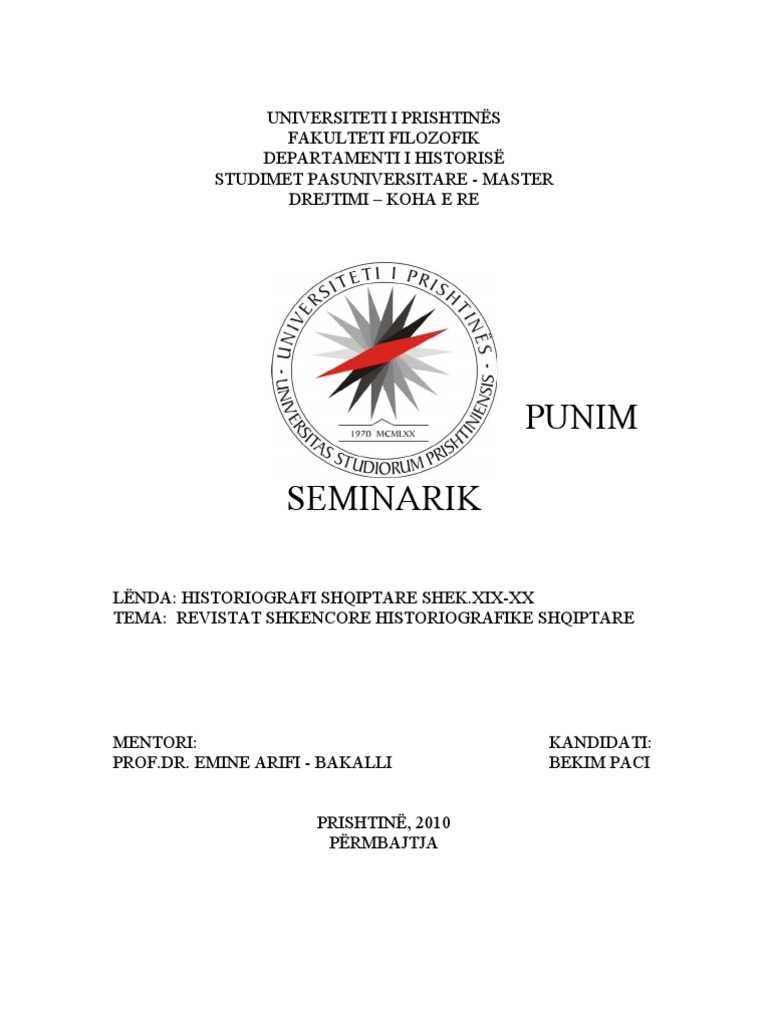 Punim Seminarik (Revistat Historiografike Shqiptare) | PDF