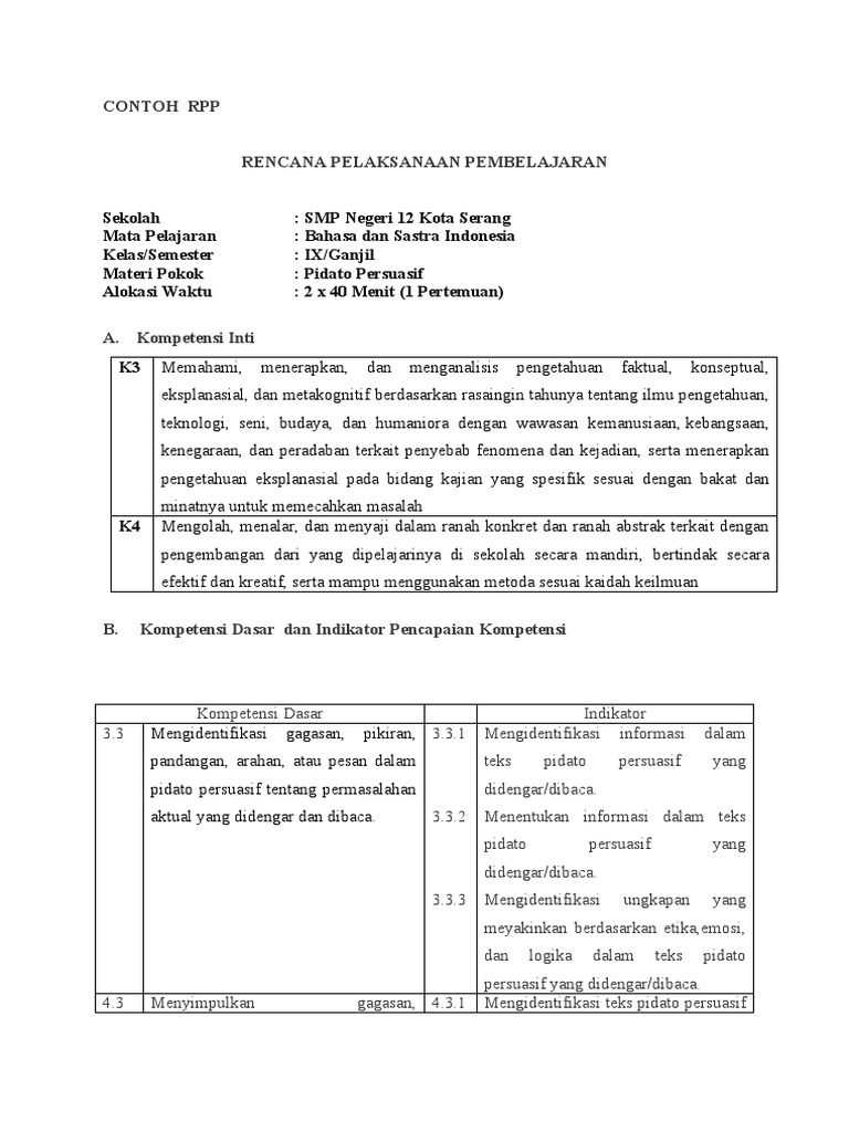 Contoh RPP SMP Dan Sma (Bahasa Dan Sastra) | PDF | Karier & Perkembangan
