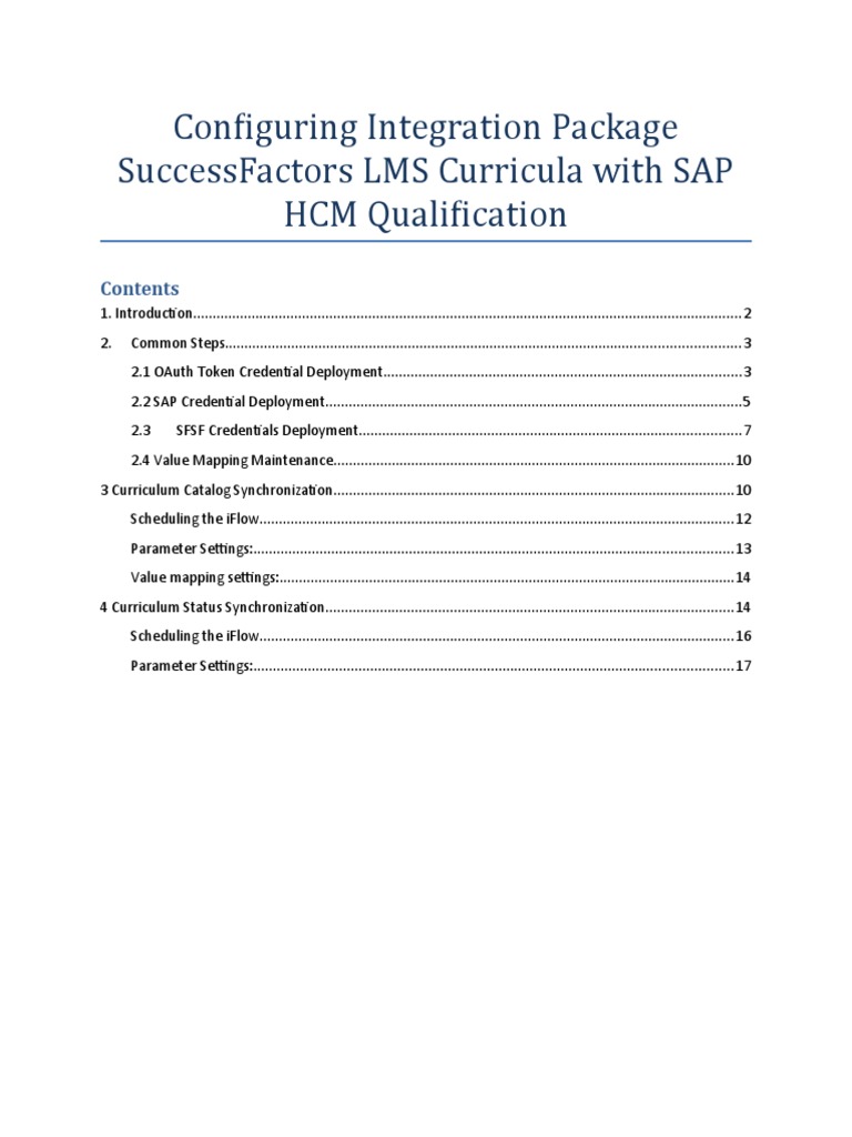 Configuring Integration Package SuccessFactors LMS Curricula With SAP ...