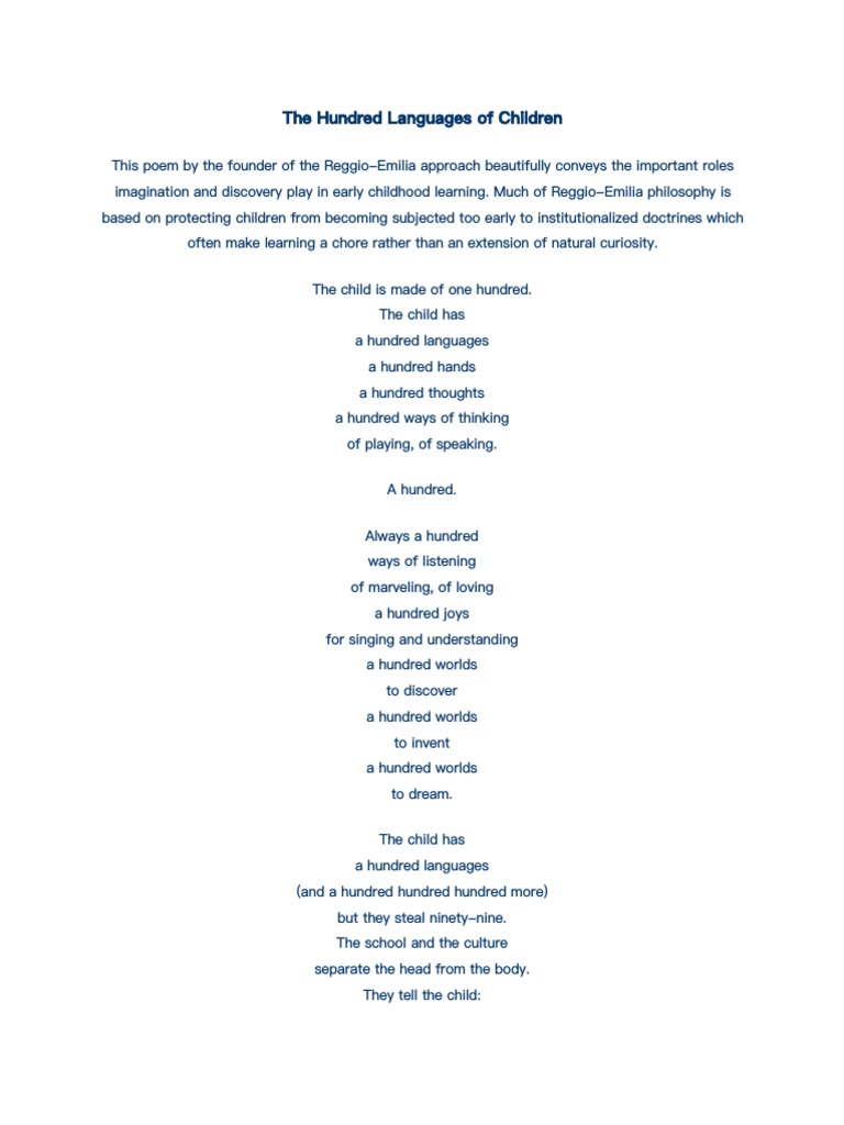 The Hundred Languages of Children | PDF | Science | Philosophical Science