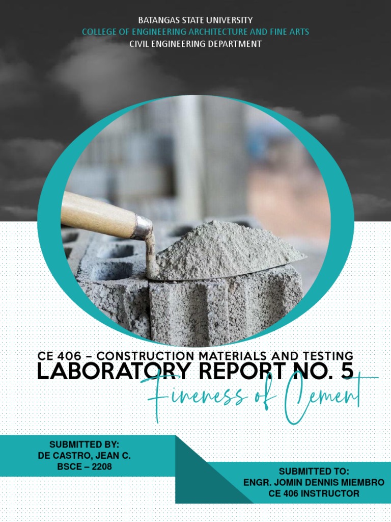 De CASTRO, JEAN C. - Lab Report No.5 - Fineness of Cement | PDF ...