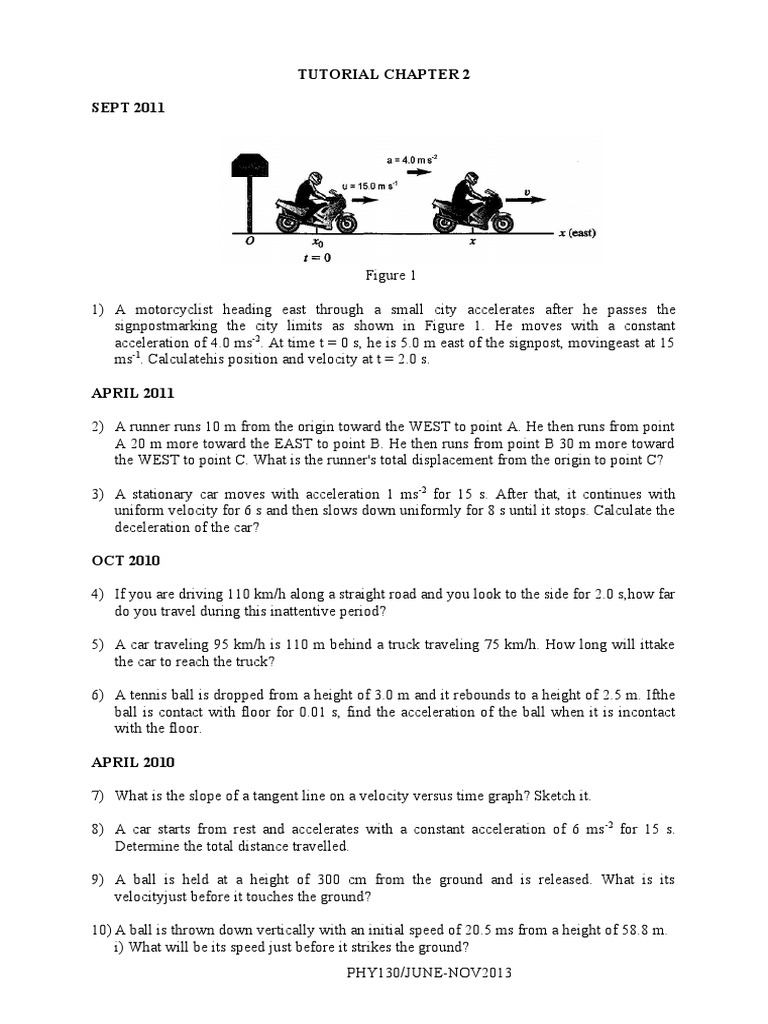 Tutorial Chapter 2 SEPT 2011 | PDF | Speed | Acceleration