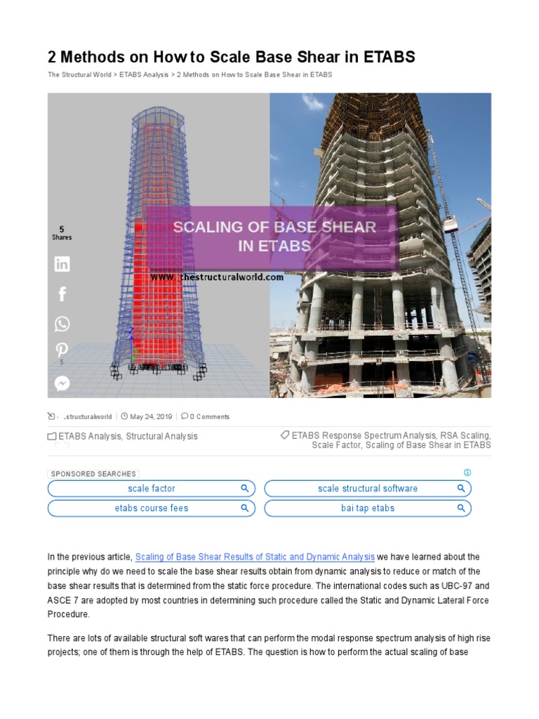 2 Methods On How To Scale Base Shear in ETABS | PDF | Applied ...