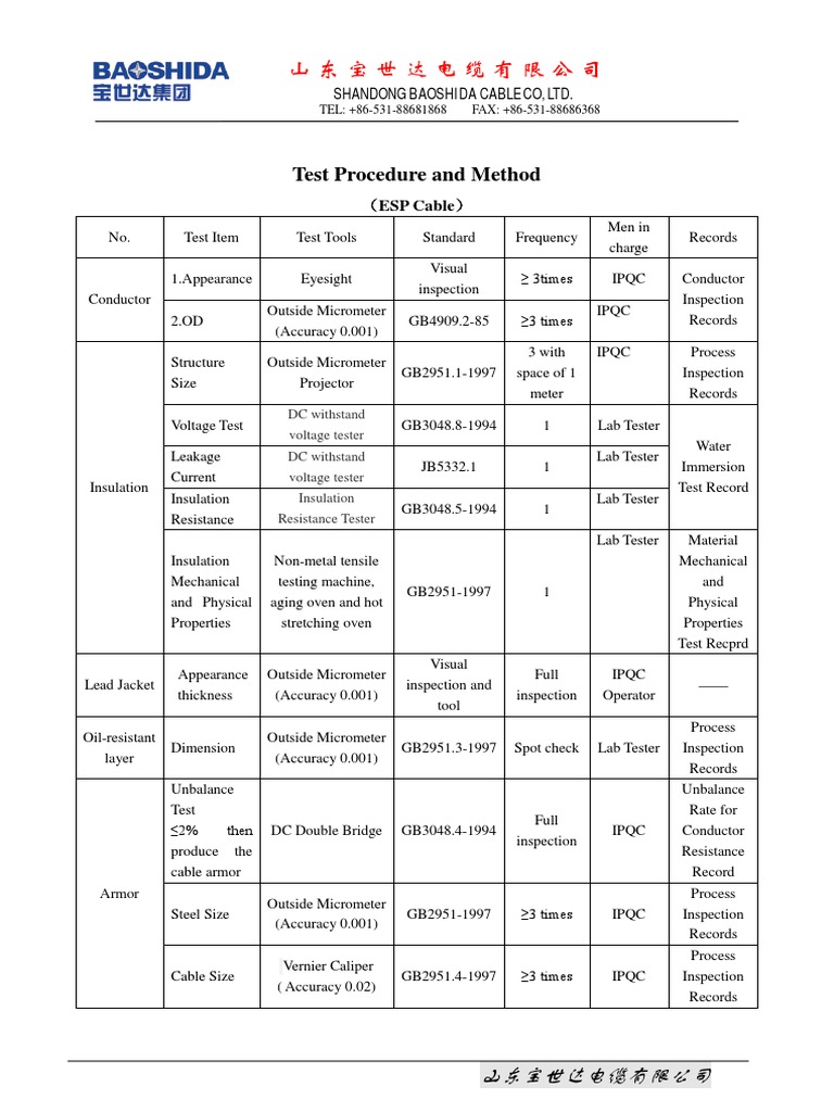 Cable Testing Procedures and Standards | PDF | Insulator (Electricity ...