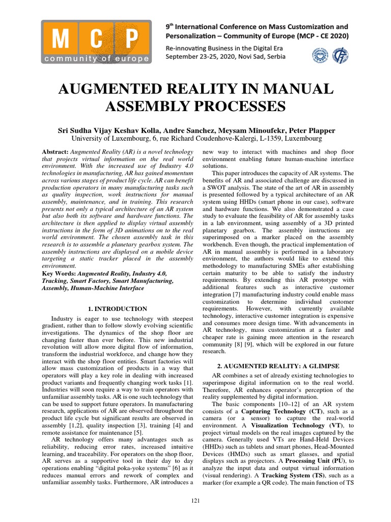 Augmented Reality in Manual Assembly Processes | PDF | Augmented ...