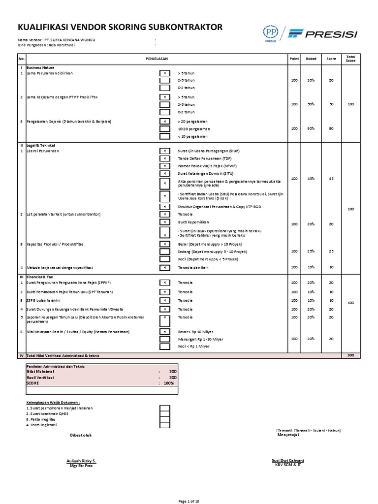 10 Vendor Scoring | PDF