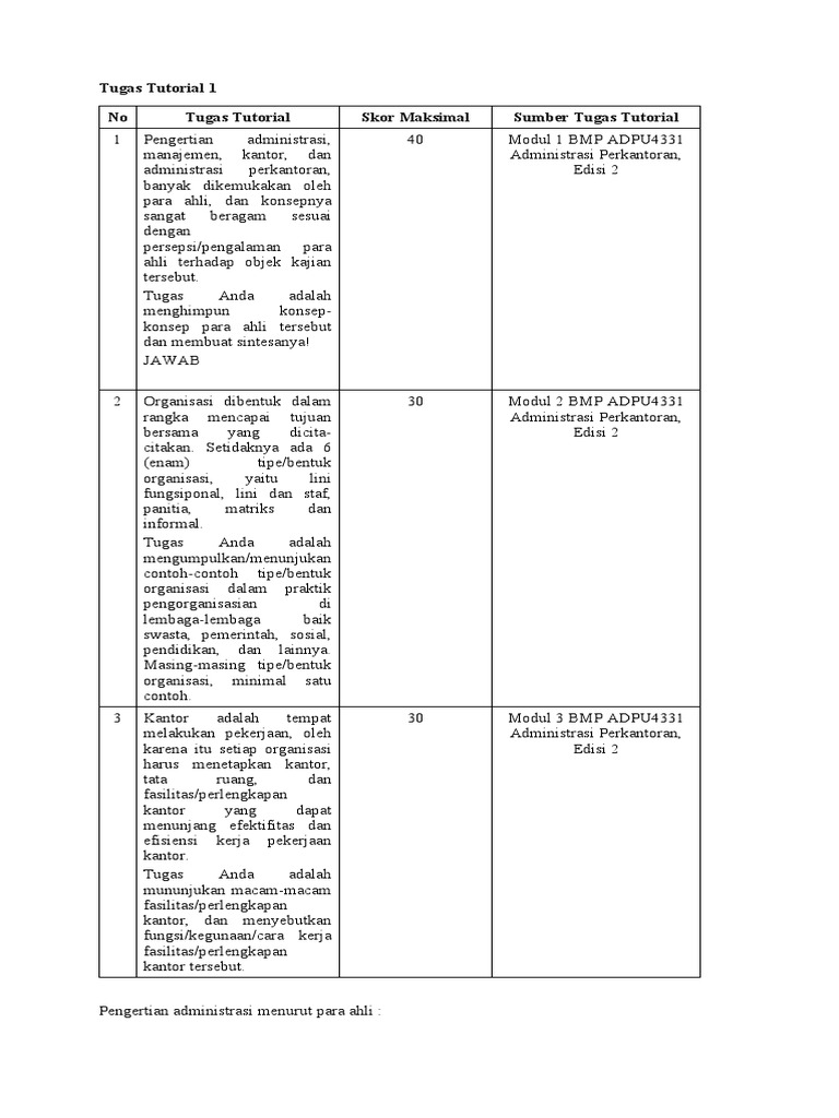 Tugas Tutorial 1 Adm Perkantoran 20192 | PDF