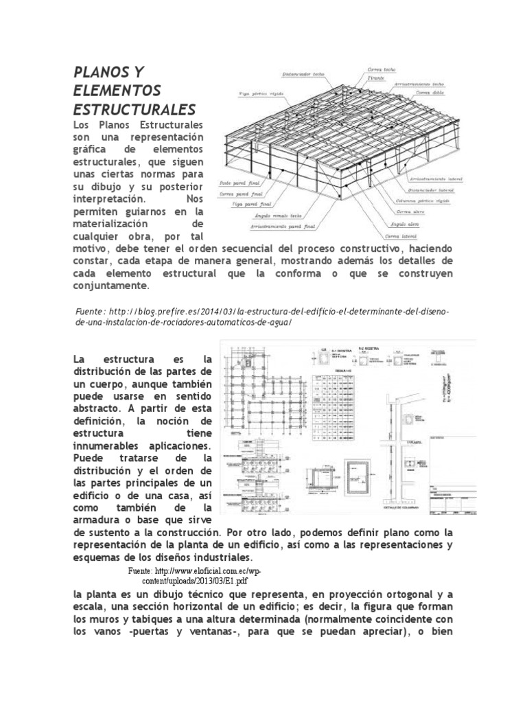 Planos y Elementos Estructurales | PDF | Fundación (Ingeniería) | Dibujo técnico