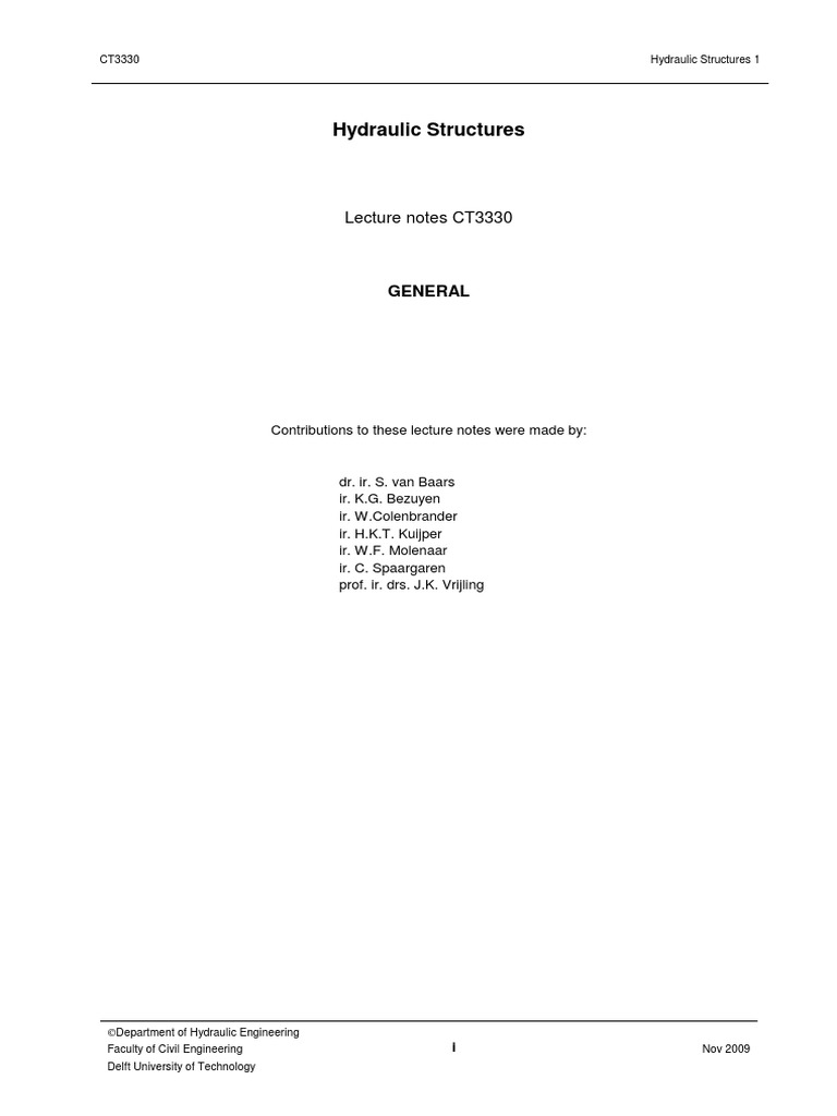 Hydraulic Structures: Lecture Notes CT3330 | PDF | Deep Foundation ...