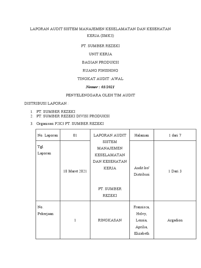 Laporan Audit SMK3 | PDF